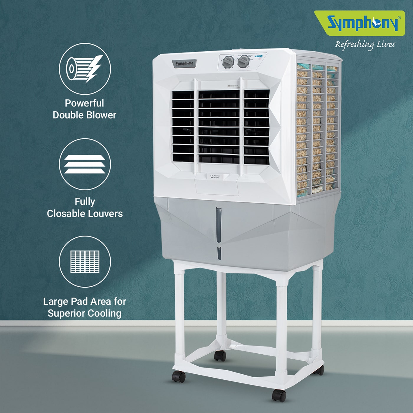 Jumbo 45DB (Double Blower) Desert Air Cooler 41-litres | Symphony