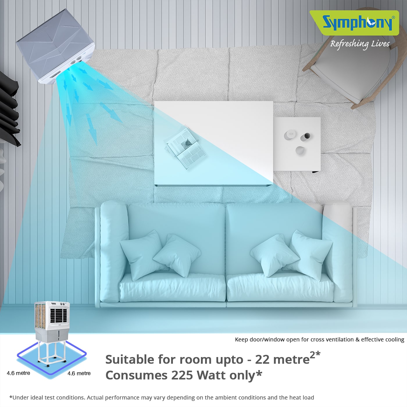 Jumbo 45DB (Double Blower) Desert Air Cooler 41-litres | Symphony