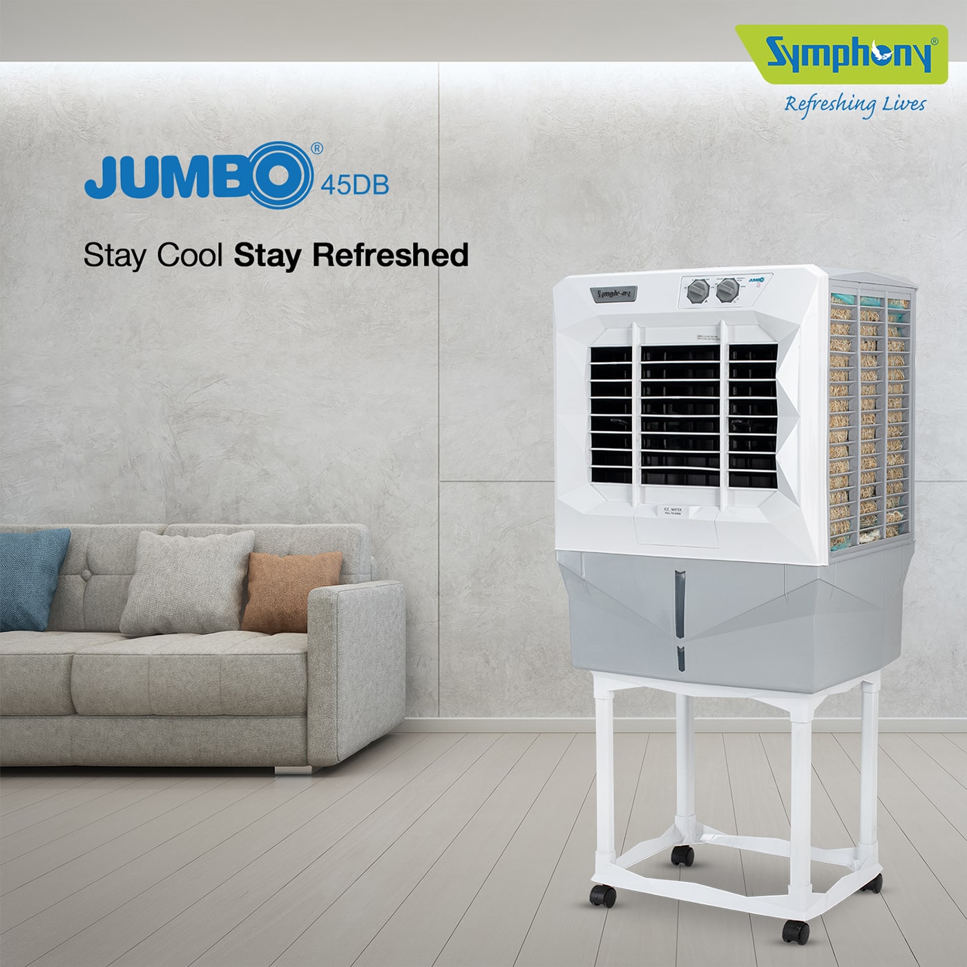 Jumbo 45DB (Double Blower) Desert Air Cooler 41-litres | Symphony