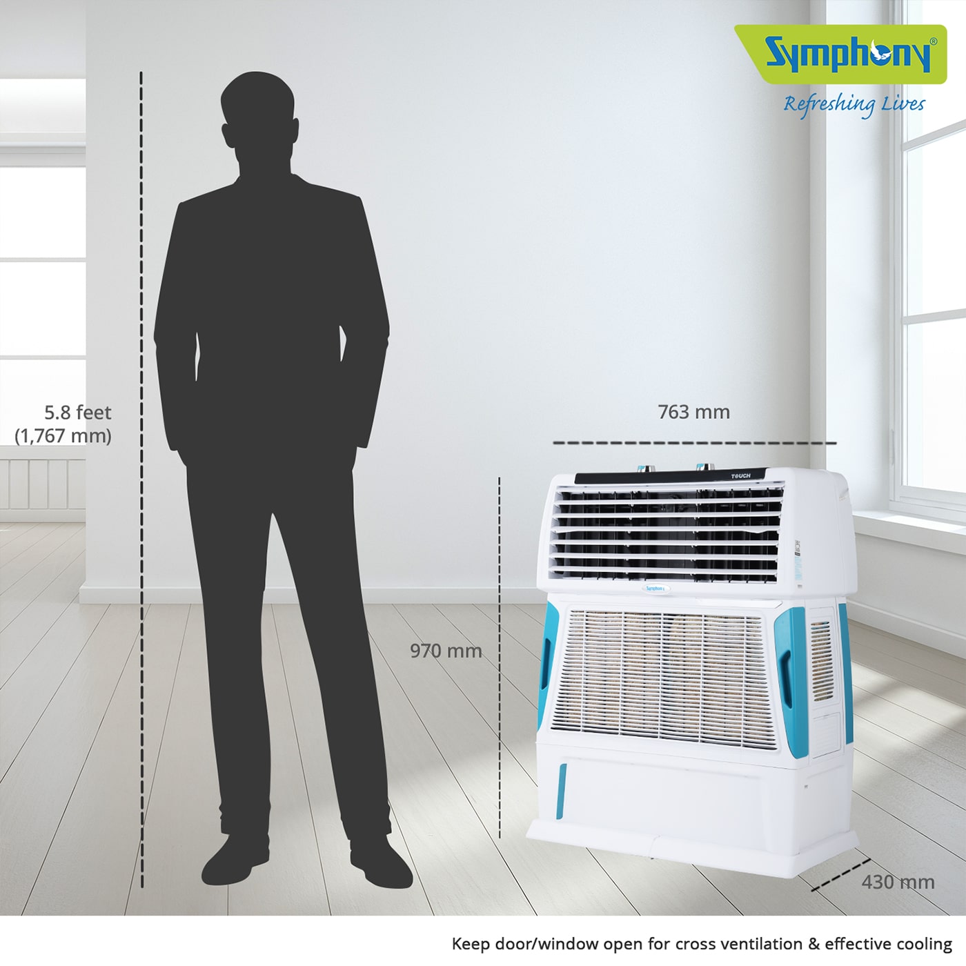 Desert Air Cooler Touch 55 with Double Blower (55 Litres) | Symphony